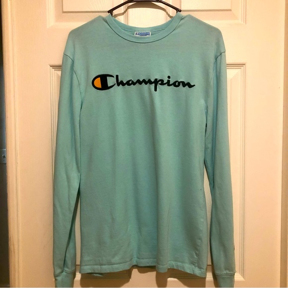 Champion | Shirts | Champion Bright Blue Logo Longsleeve | Poshmark